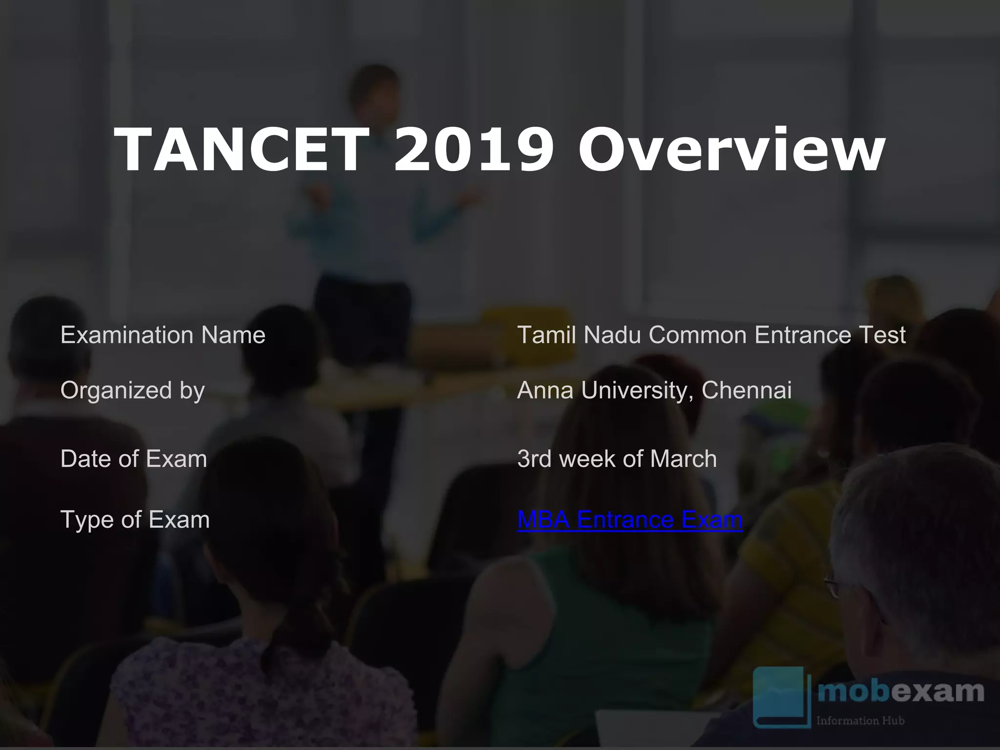 TANCET 2019 Exam Details | PPT