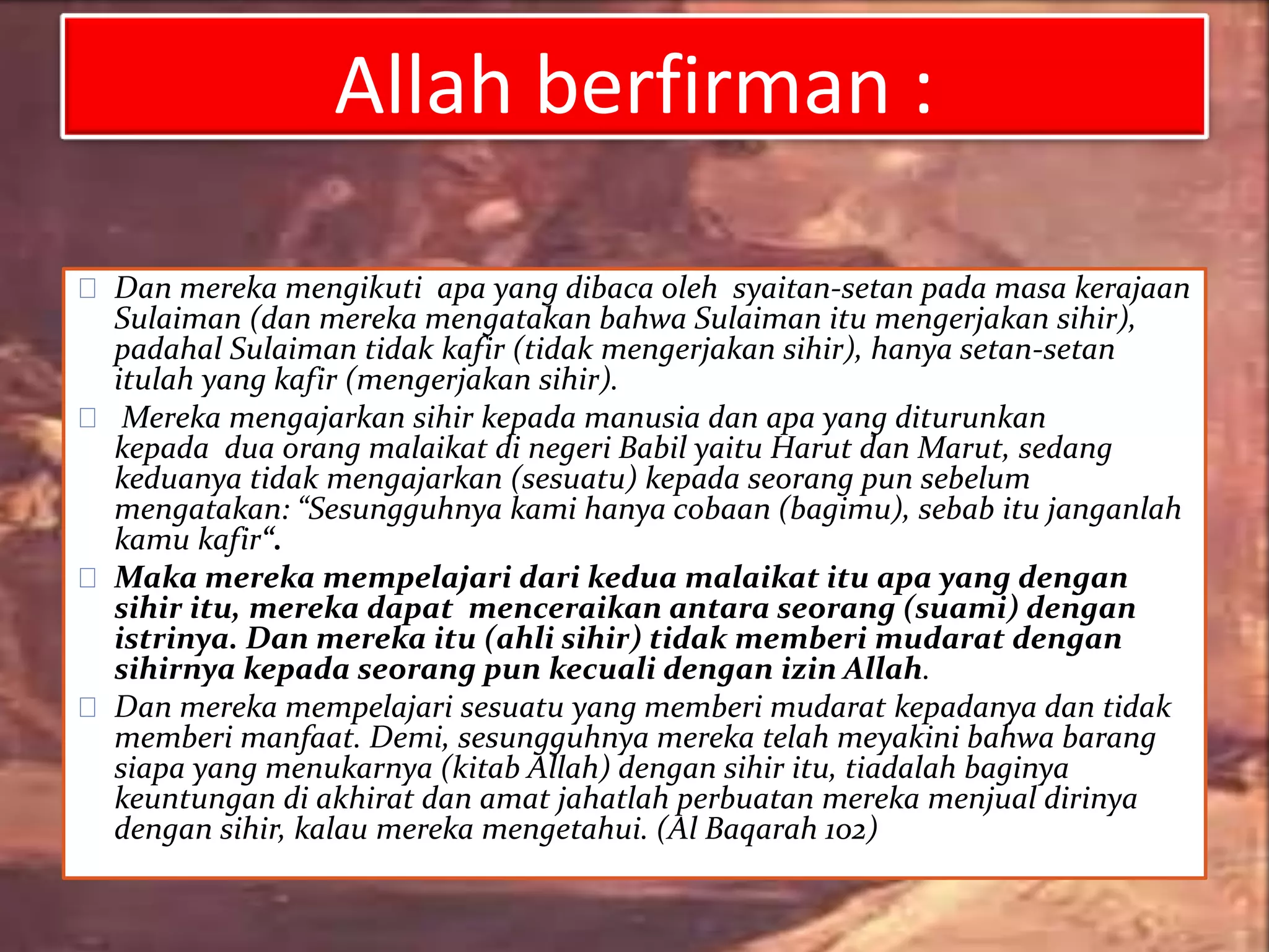 Tanda tanda sihir dan gangguan iblis | PPT