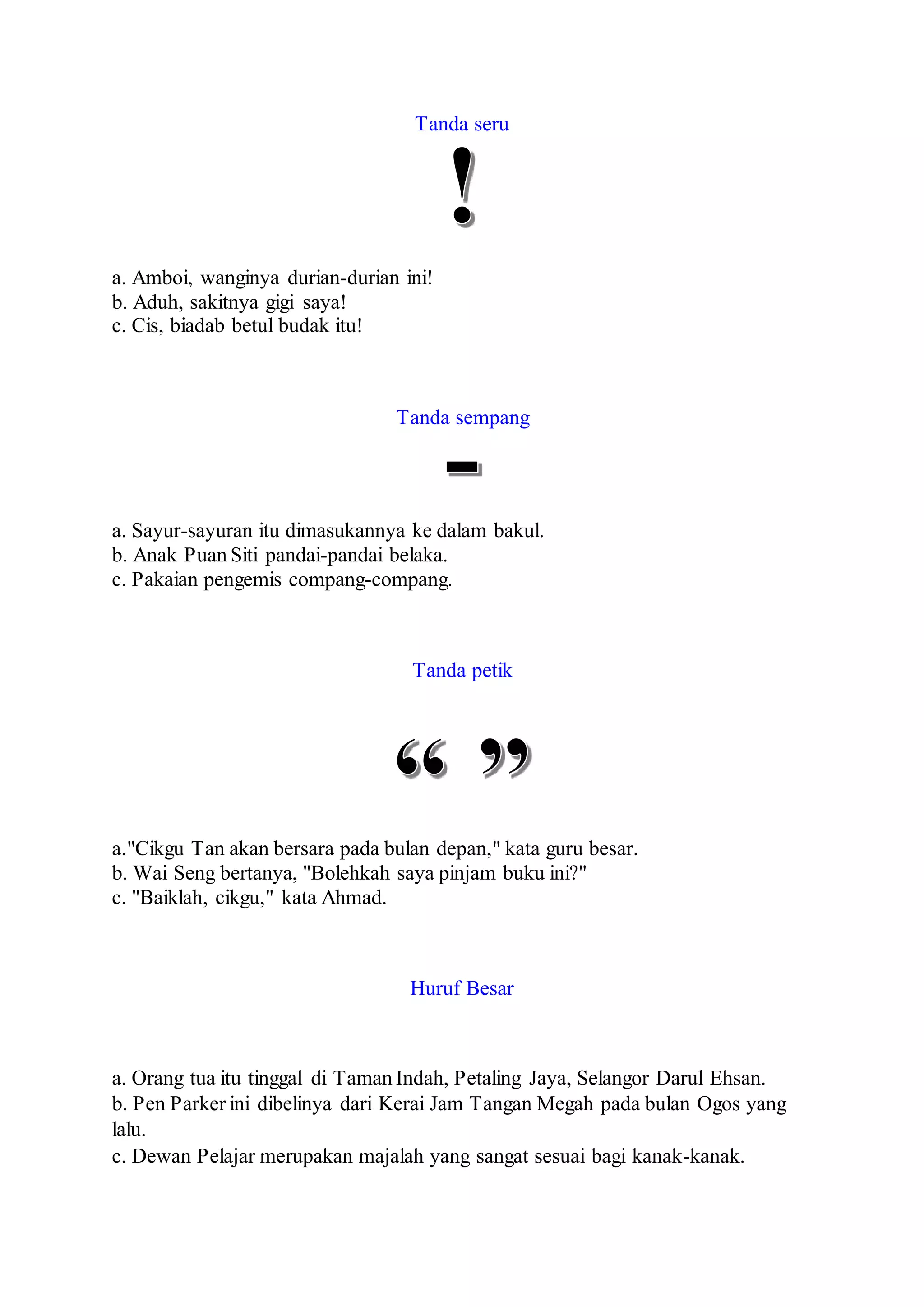 Tanda baca dan ayat contoh | DOCX