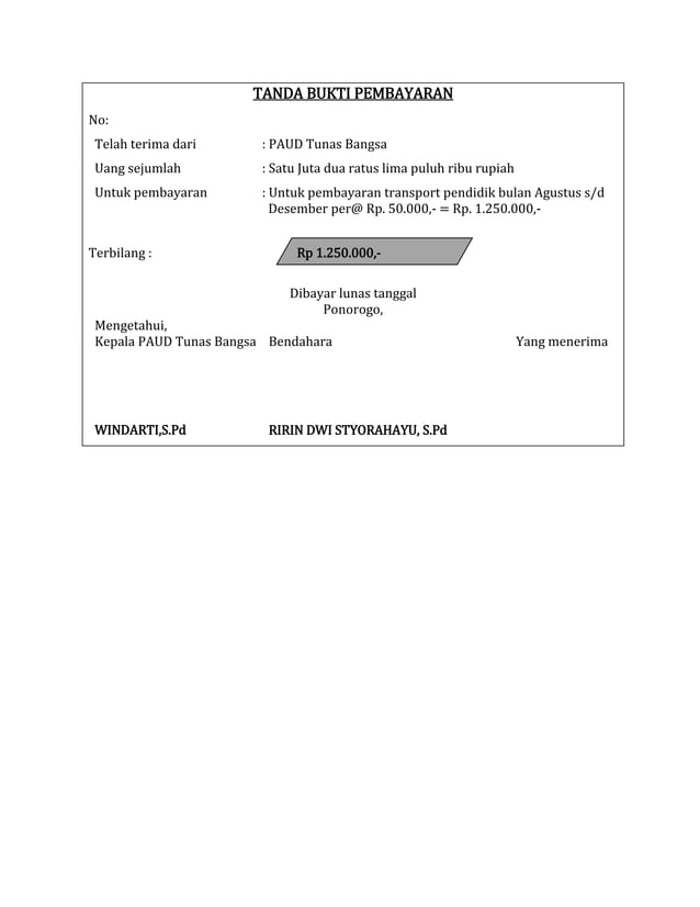 Tanda bukti pembayaran | PDF Tanda bukti pembayaran | PDF