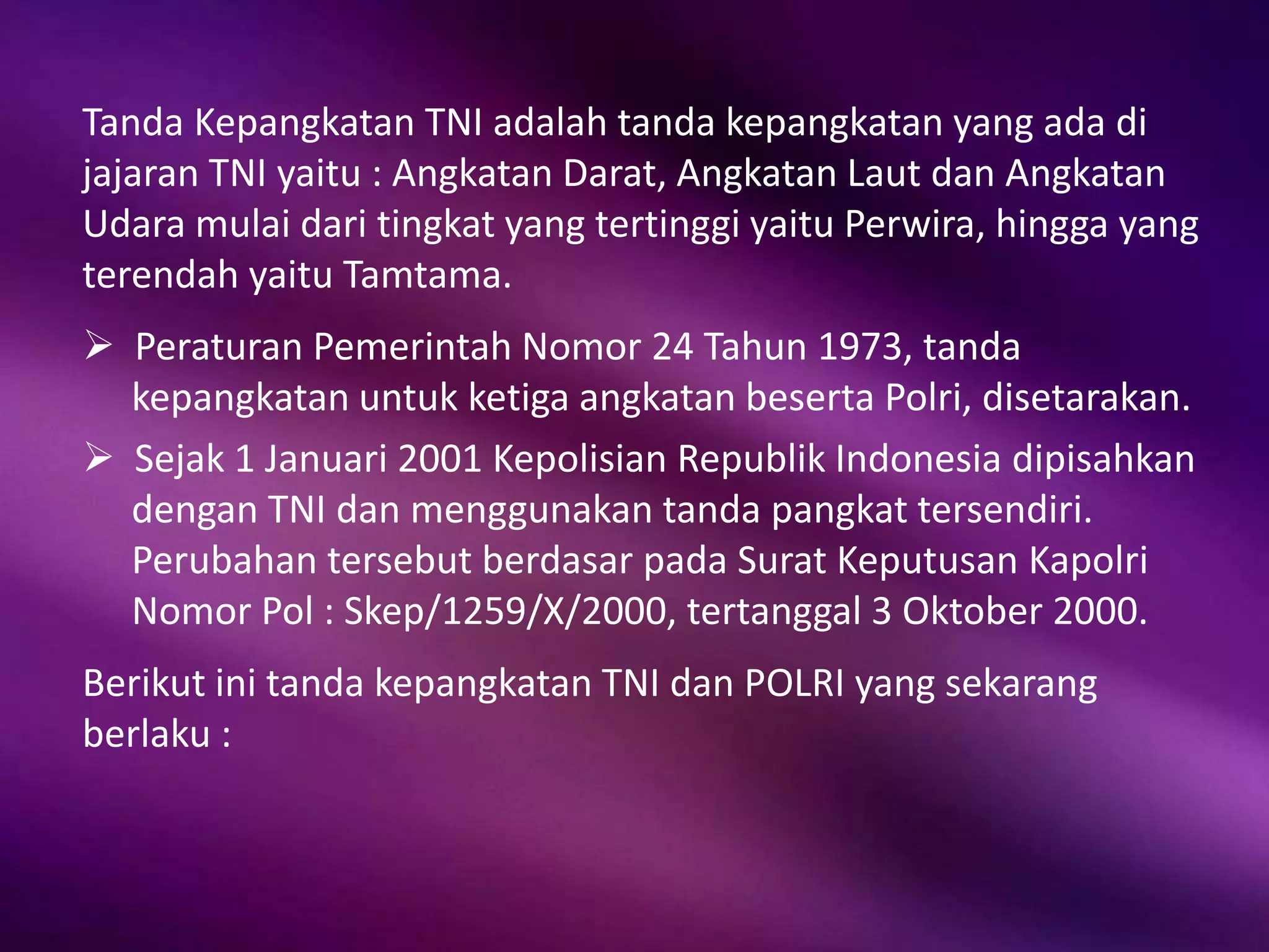 Tanda Kepangkatan TNI - POLRI | PPTX