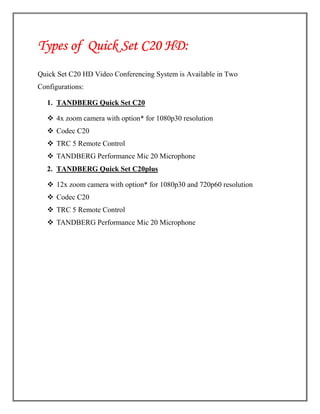 Tandberg quick set_c20 | PDF