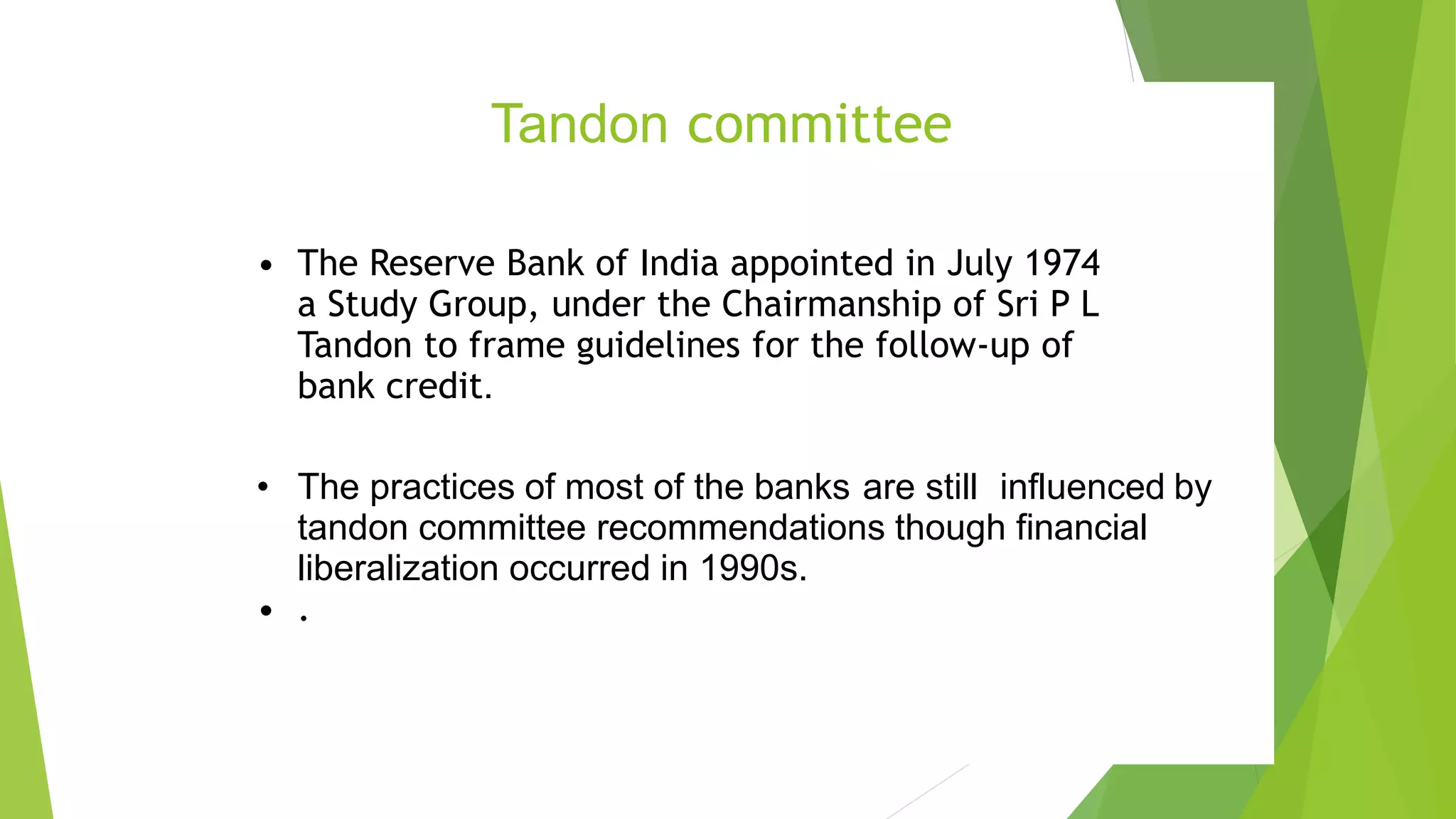 working capital financing:-Tandon committee | PPTX