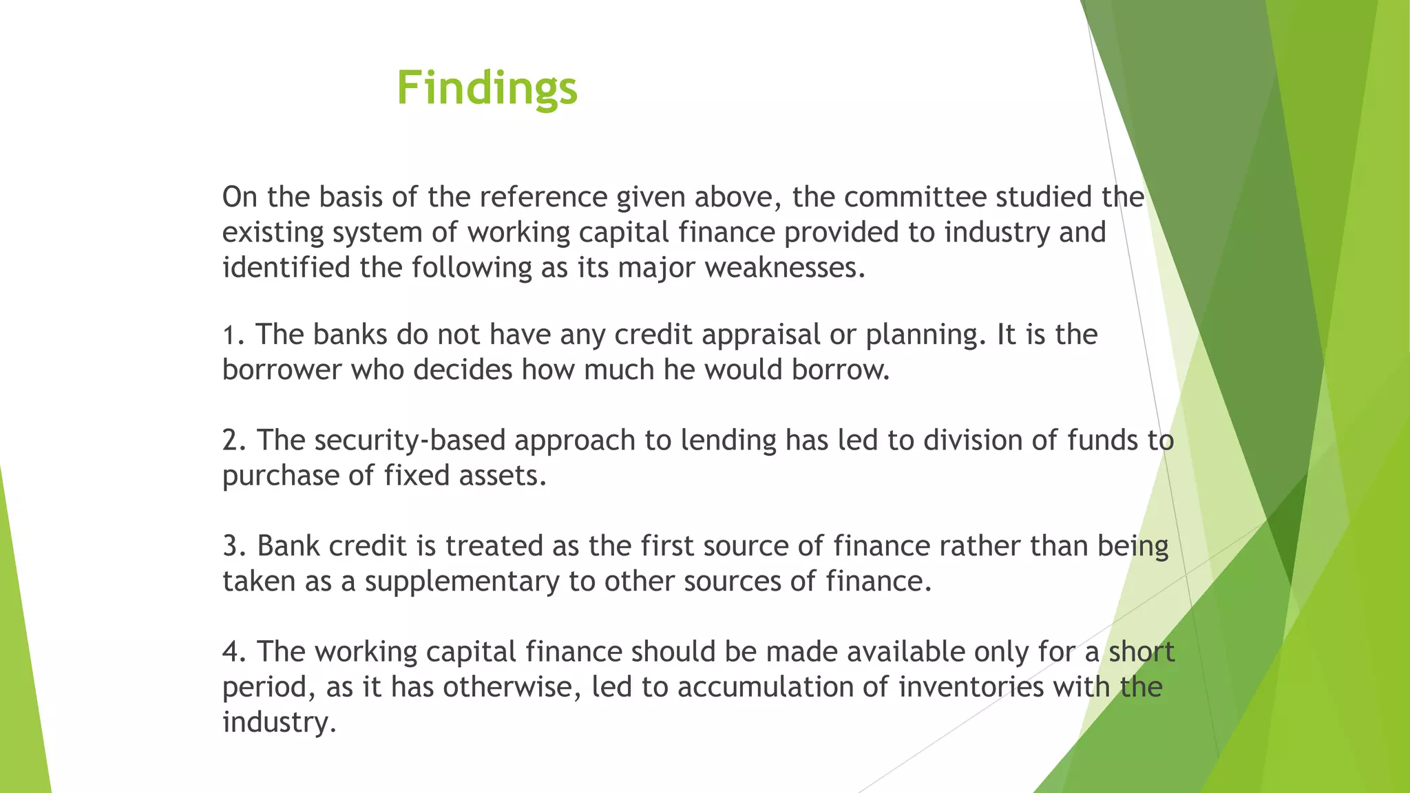 working capital financing:-Tandon committee | PPTX