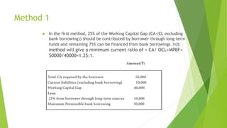 working capital financing:-Tandon committee | PPTX
