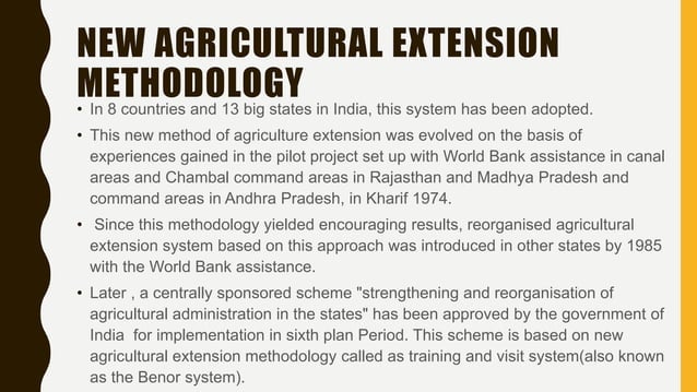 Training and visit system | PPTX | Agriculture | Industries