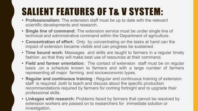Training and visit system | PPTX | Agriculture | Industries