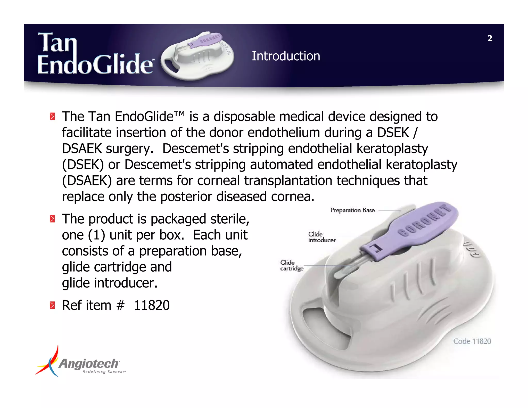 Tan endoglide for lamellar surgery, DSAEK | PDF