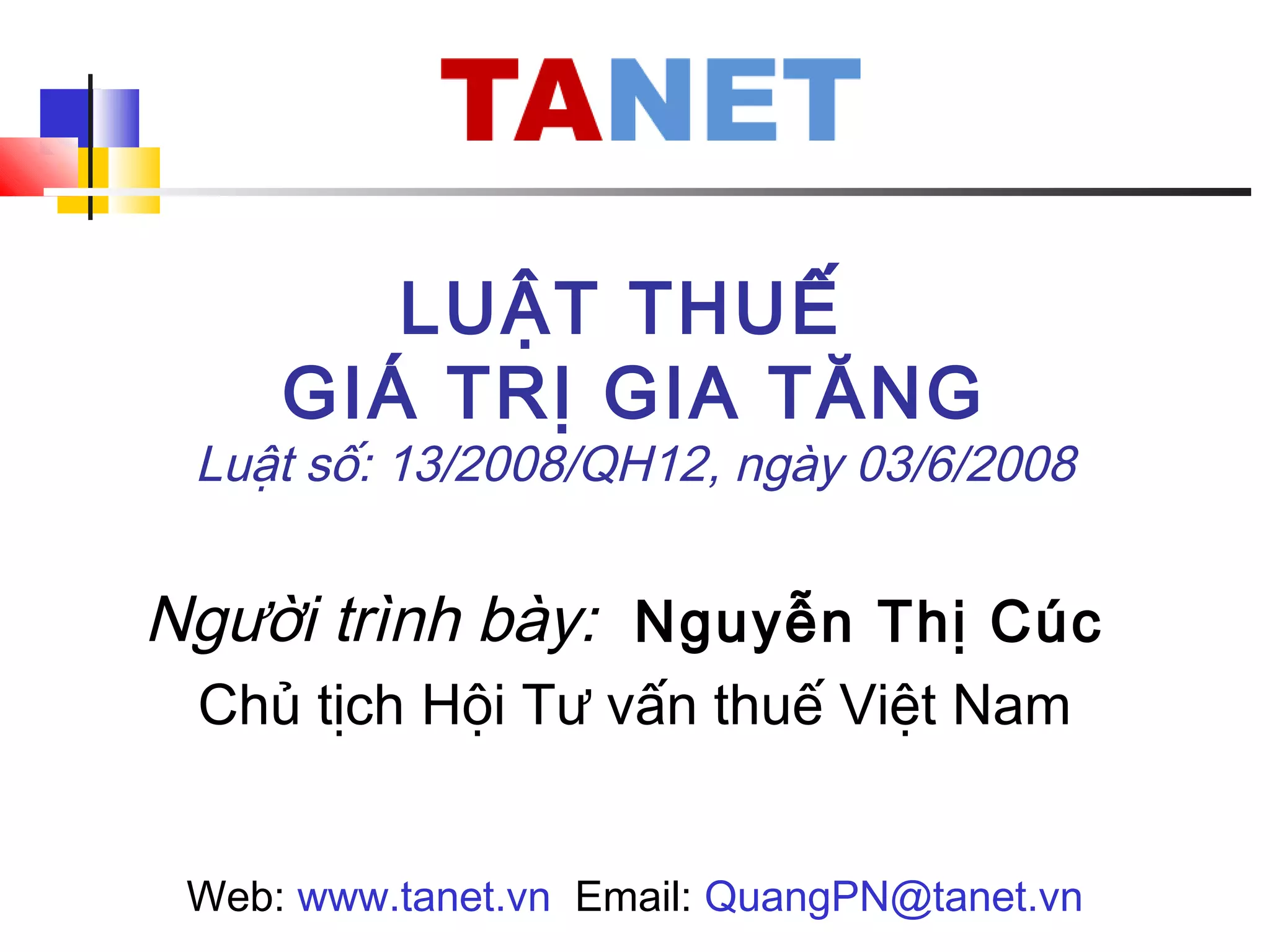 TANET - Luat thue GTGT - 07/2010 | PPT