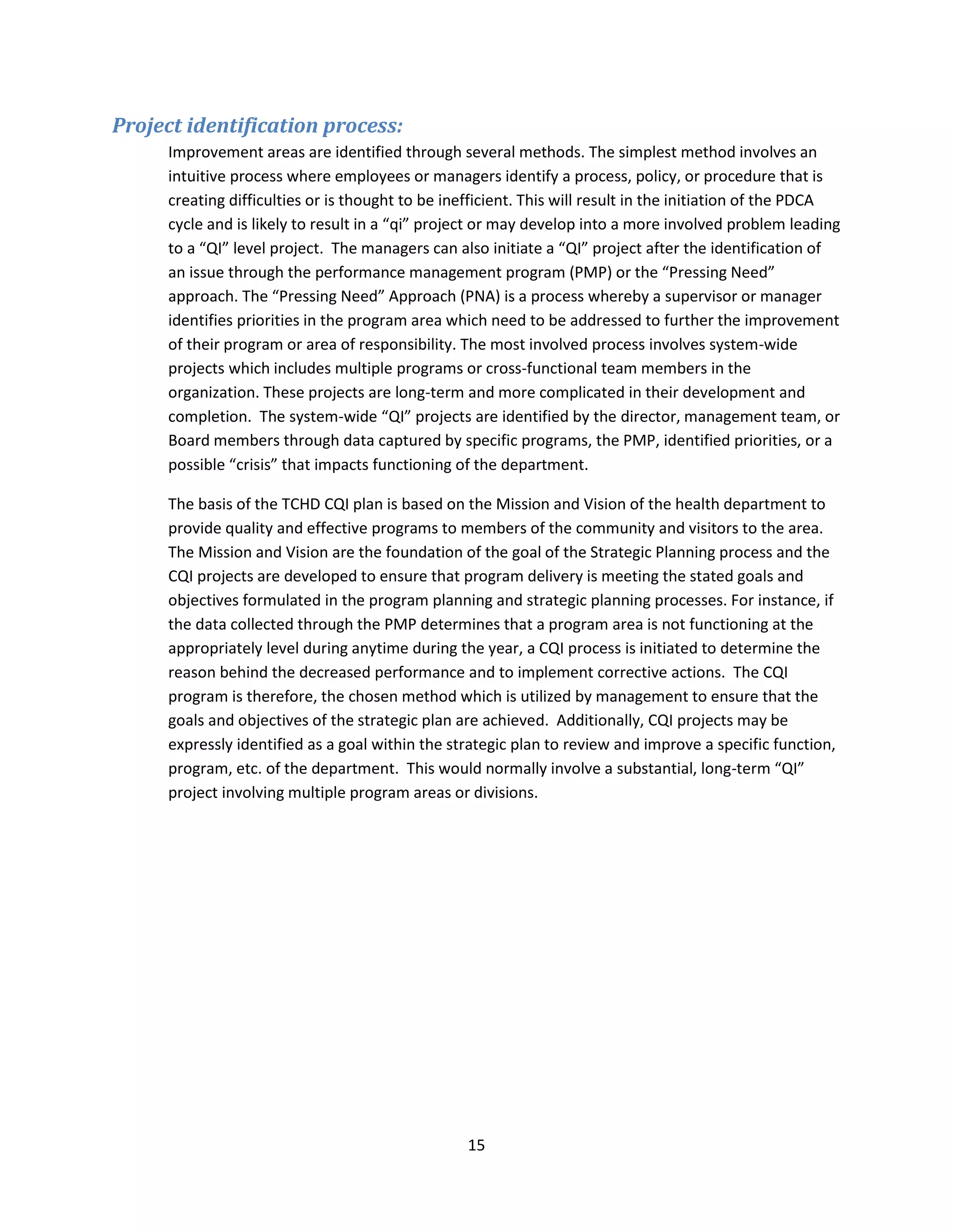 Taney cqi plan docx | PDF