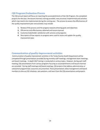 Taney cqi plan docx | PDF