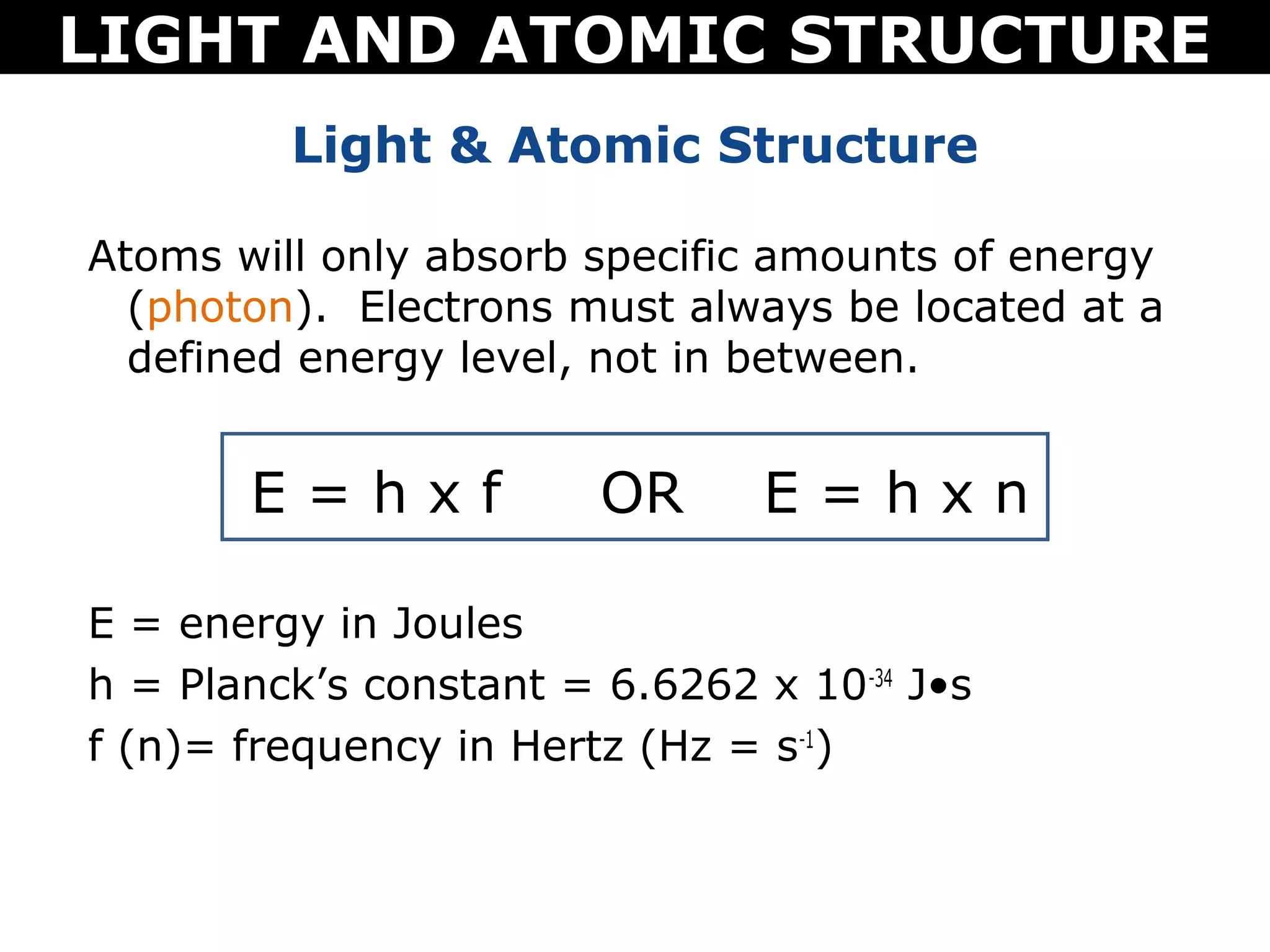 Tang 01 light and atomic structure | PPT