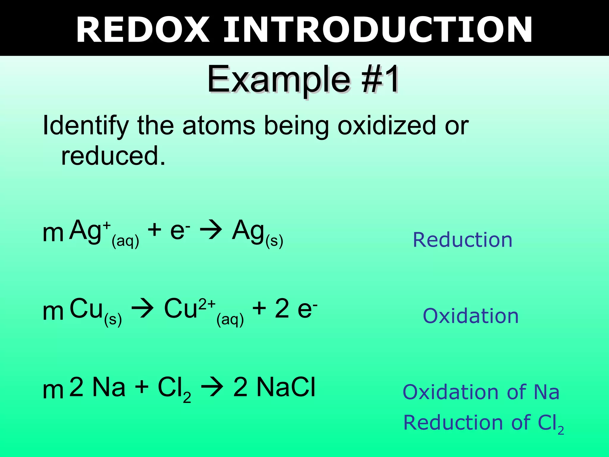 Tang 01 redox introduction 2 | PPT | Chemistry | Science