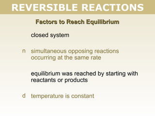 Tang 01 reversible reactions 2 | PPT