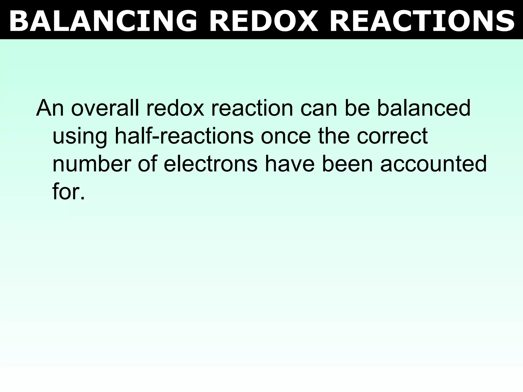 Tang 02 balancing redox reactions 2 | PPT