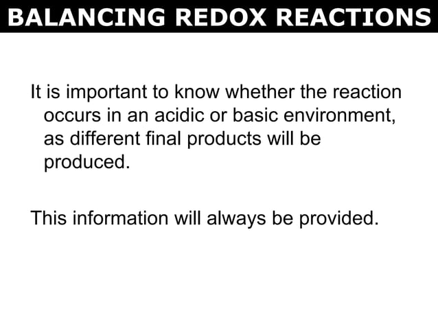 Tang 02 balancing redox reactions 2 | PPT | Chemistry | Science