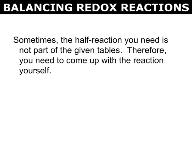 Tang 02 balancing redox reactions 2 | PPT | Chemistry | Science