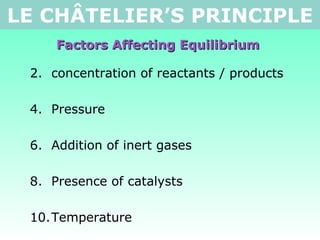 Tang 02 le châtelier’s principle 2 | PPT | Chemistry | Science