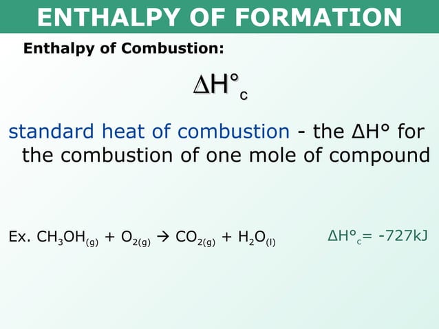 Tang 03 enthalpy of formation and combustion | PPT | Chemistry | Science