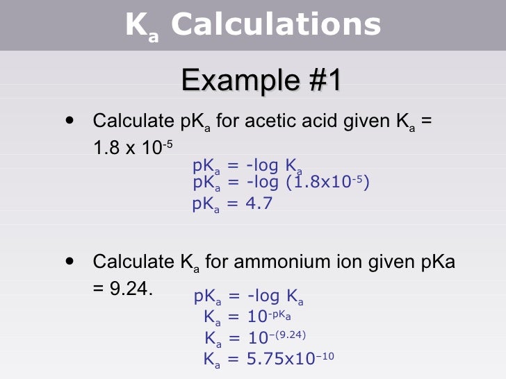 How To Calculate Pka From Ka Cloudshareinfo