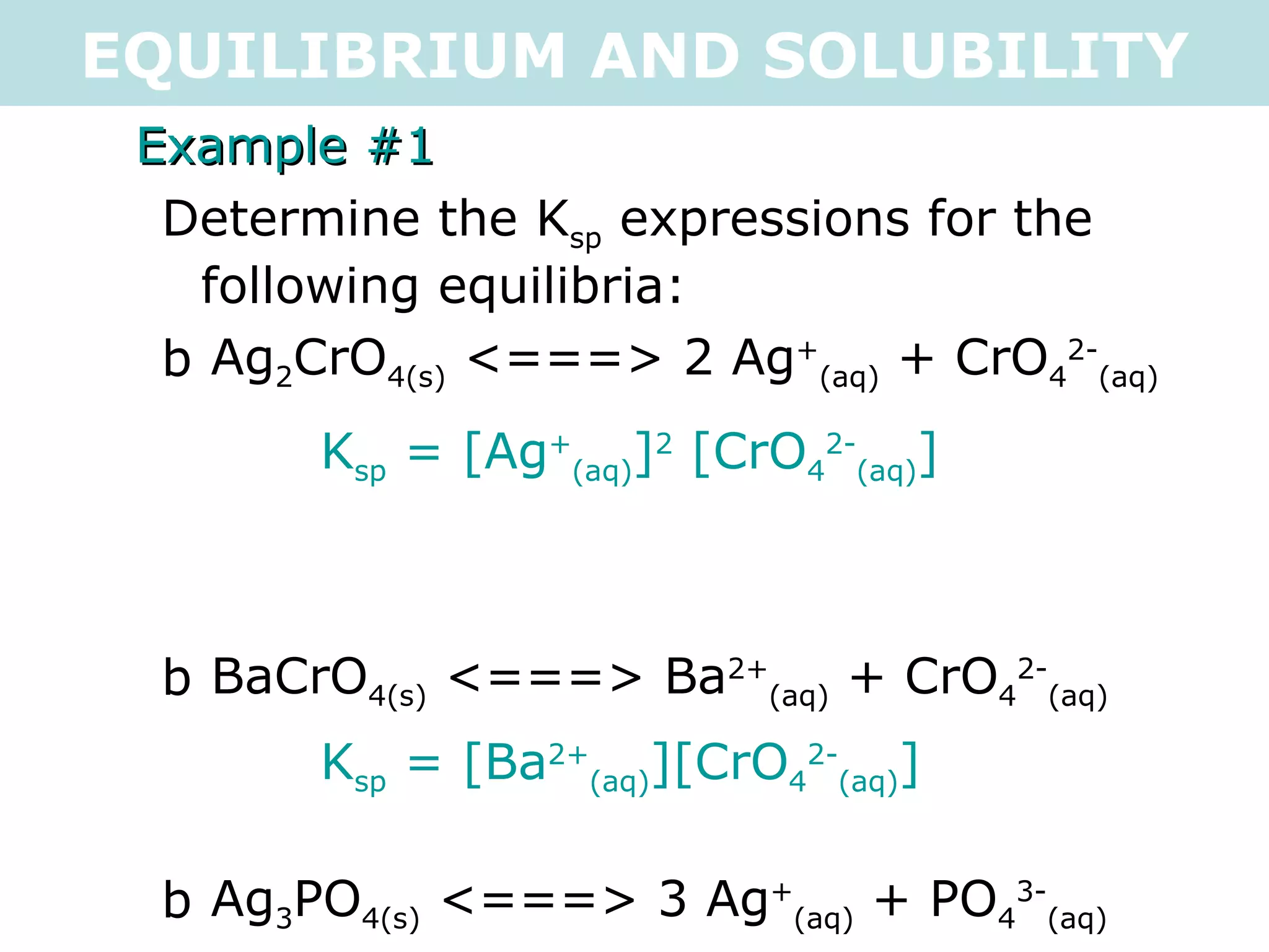 Tang 07 equilibrium and solubility 2 | PPT | Chemistry | Science