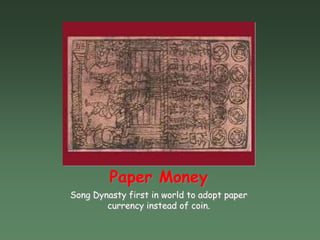 Tang Dynasty Inventions Paper Money