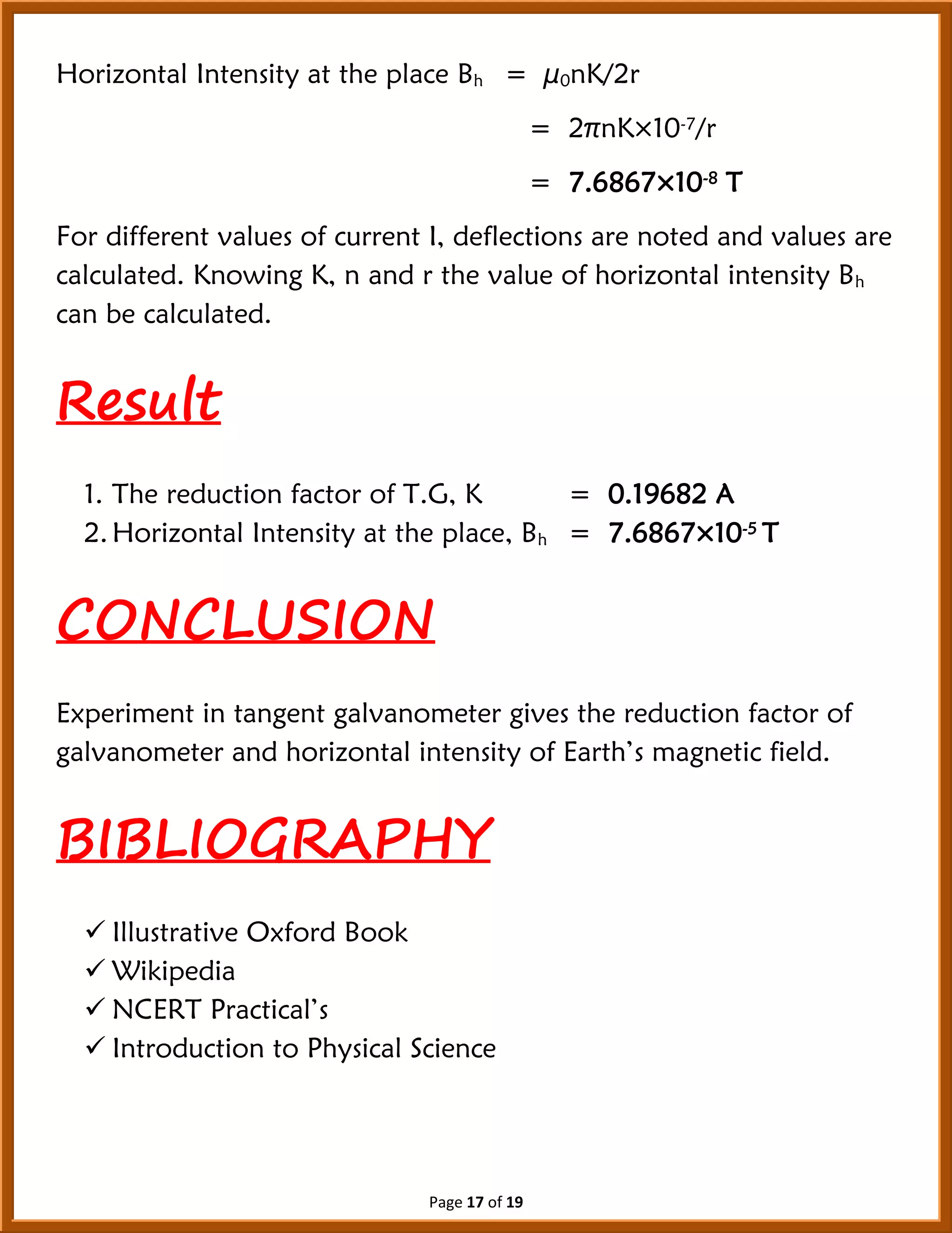 To Study the earth's magnetic field using a tangent galvanometer ...