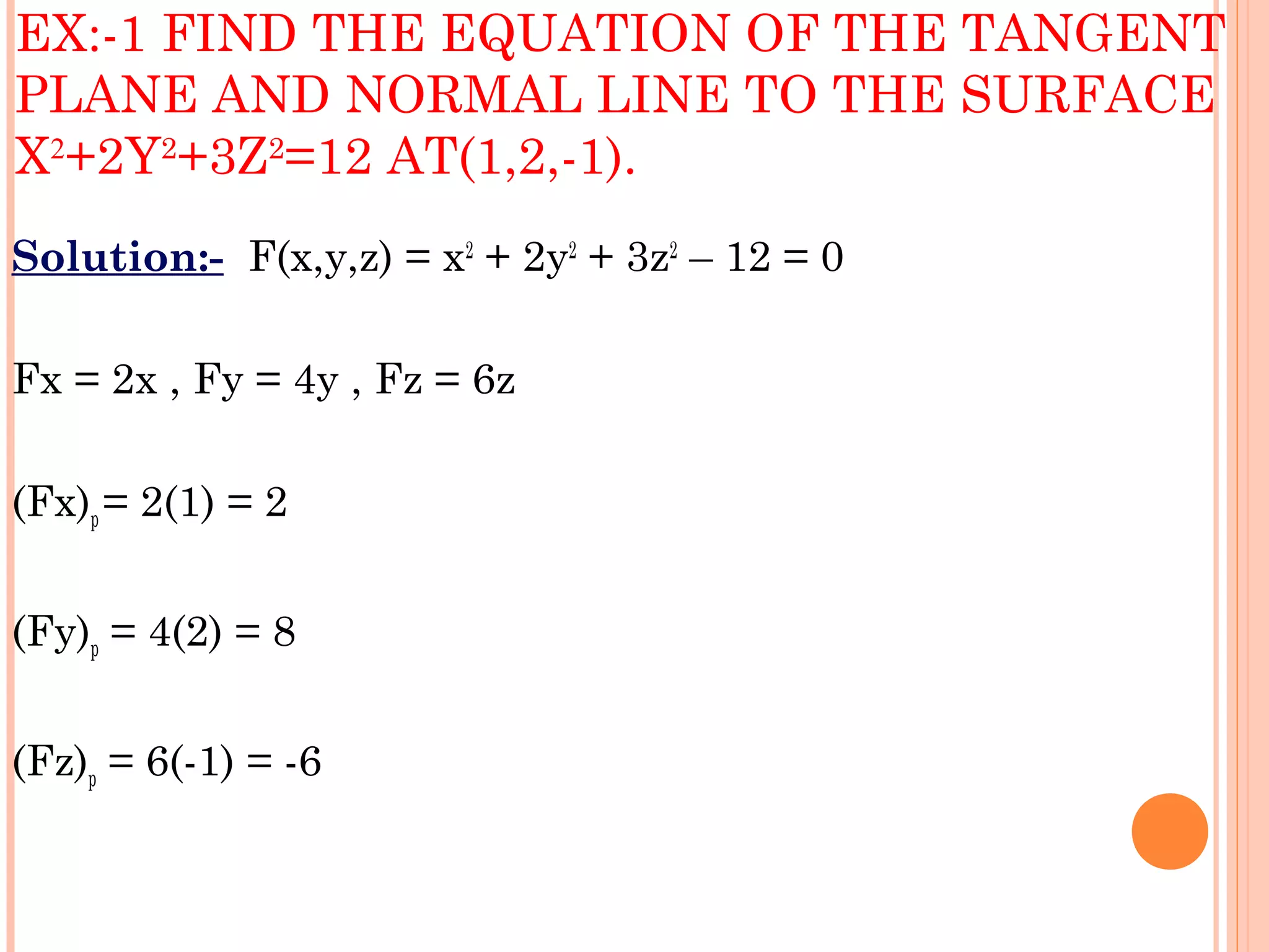 Tangent plane | PPT | Physics | Science