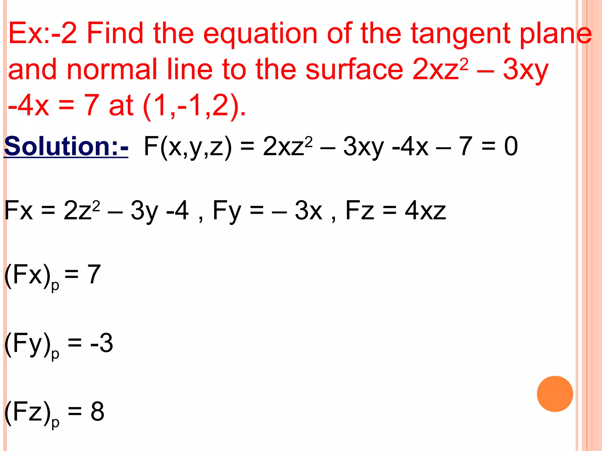 Tangent plane | PPT | Physics | Science
