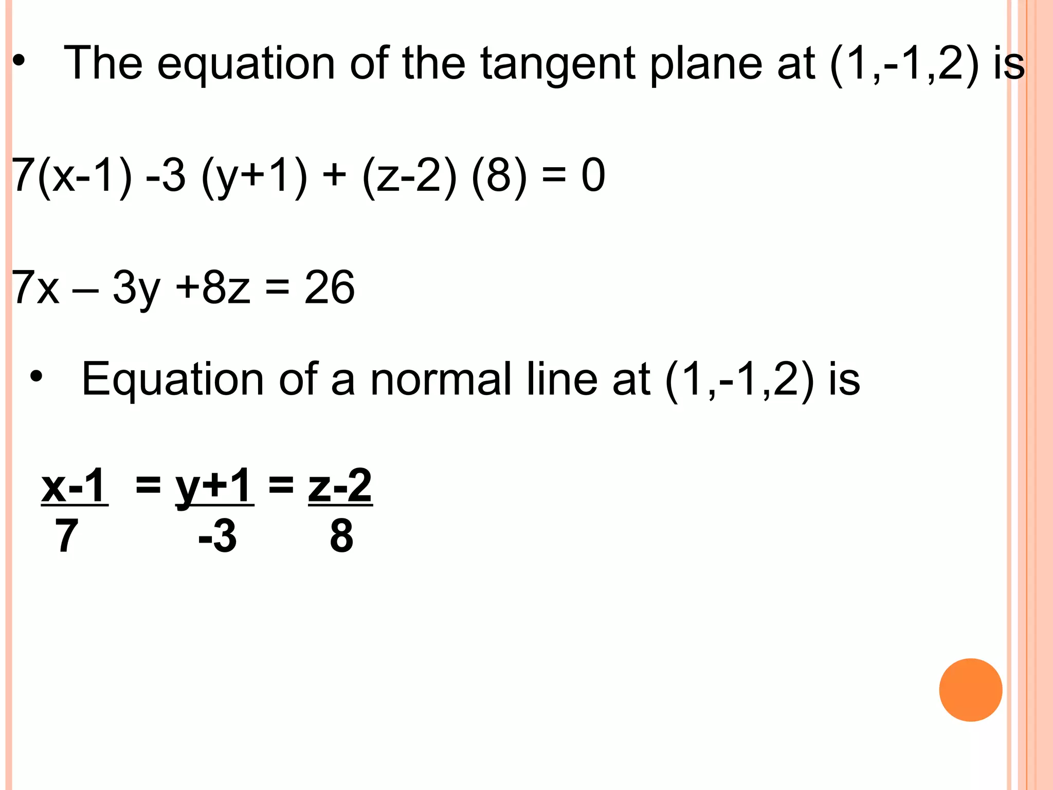 Tangent plane | PPT | Physics | Science