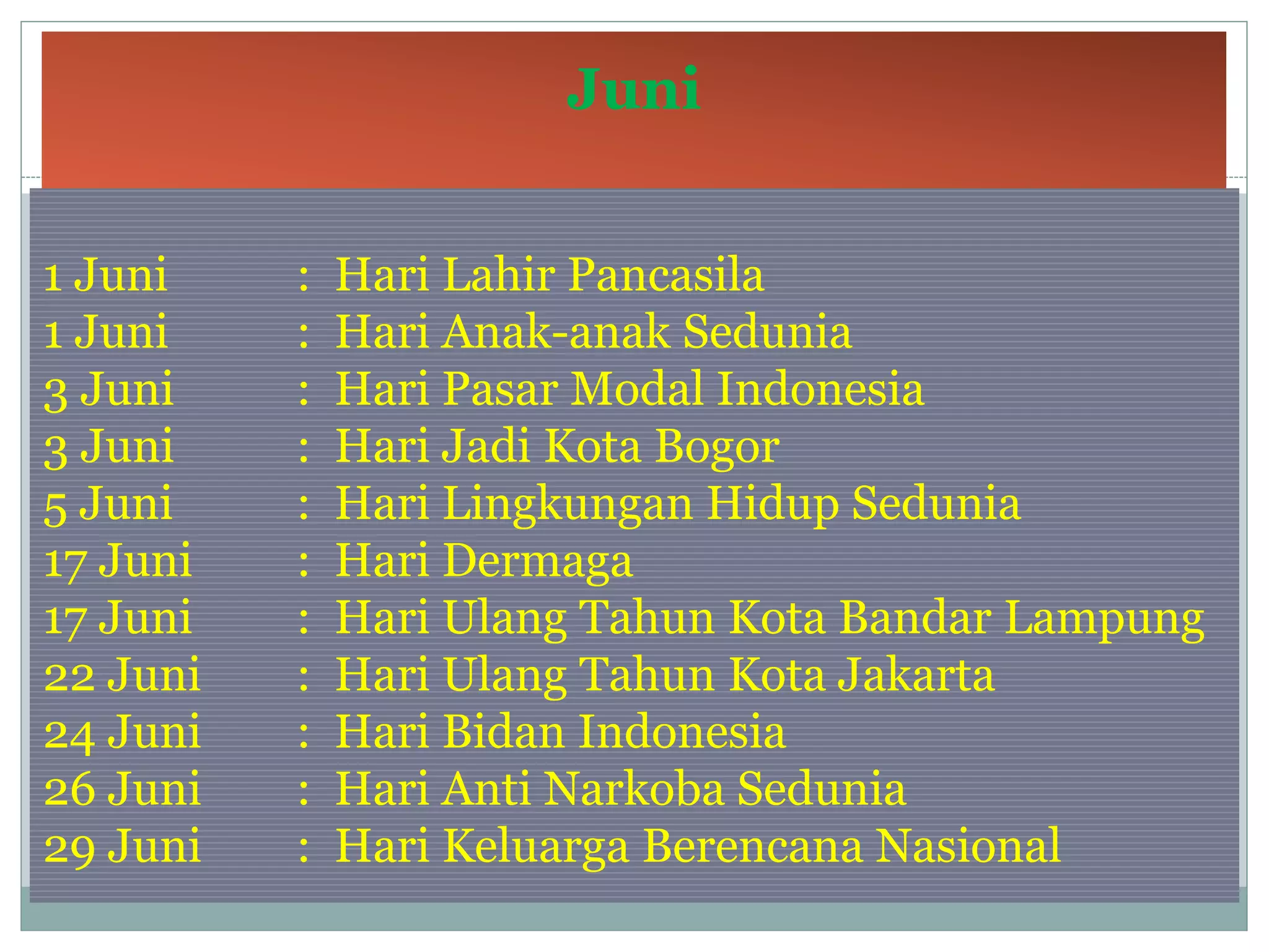 Tanggal tanggal penting | PPTX