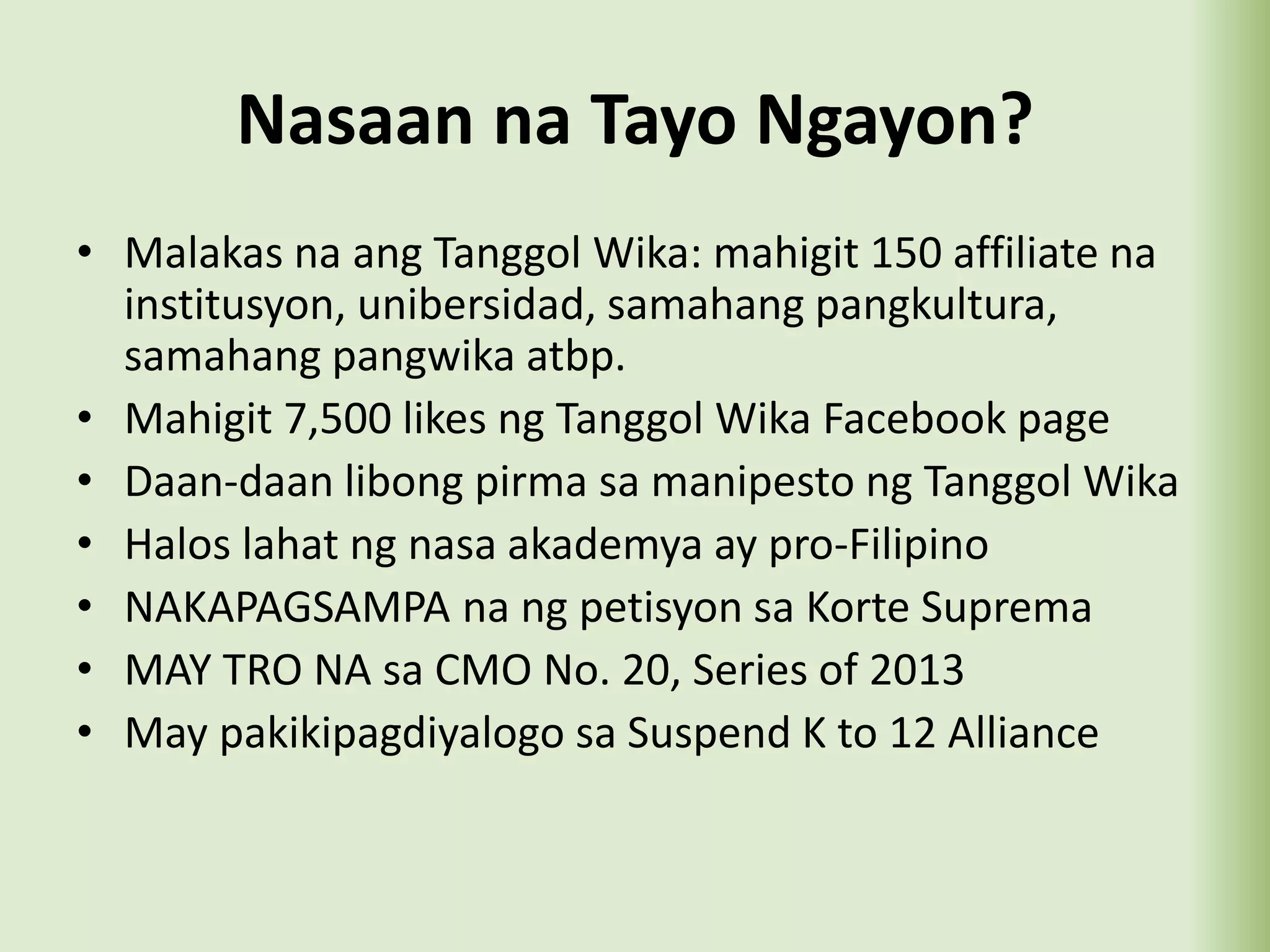 Tanggol wika presentation_-_filipino_sa | PDF