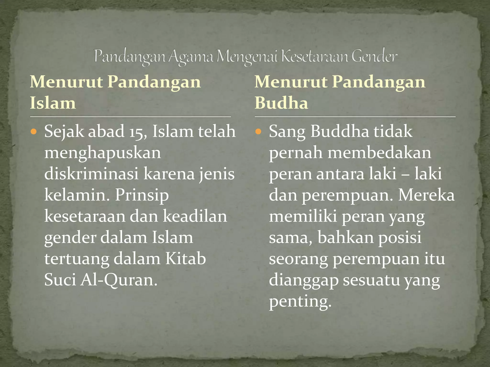 Tanggung jawab agama dan kesetaraan gender | PPTX
