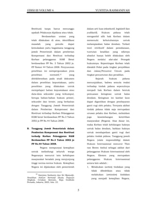 Tanggung Jawab Pemerintah dalam Pemberian dan Pengajuan Kompensasi dan Restitusi Terhadap Korban ...