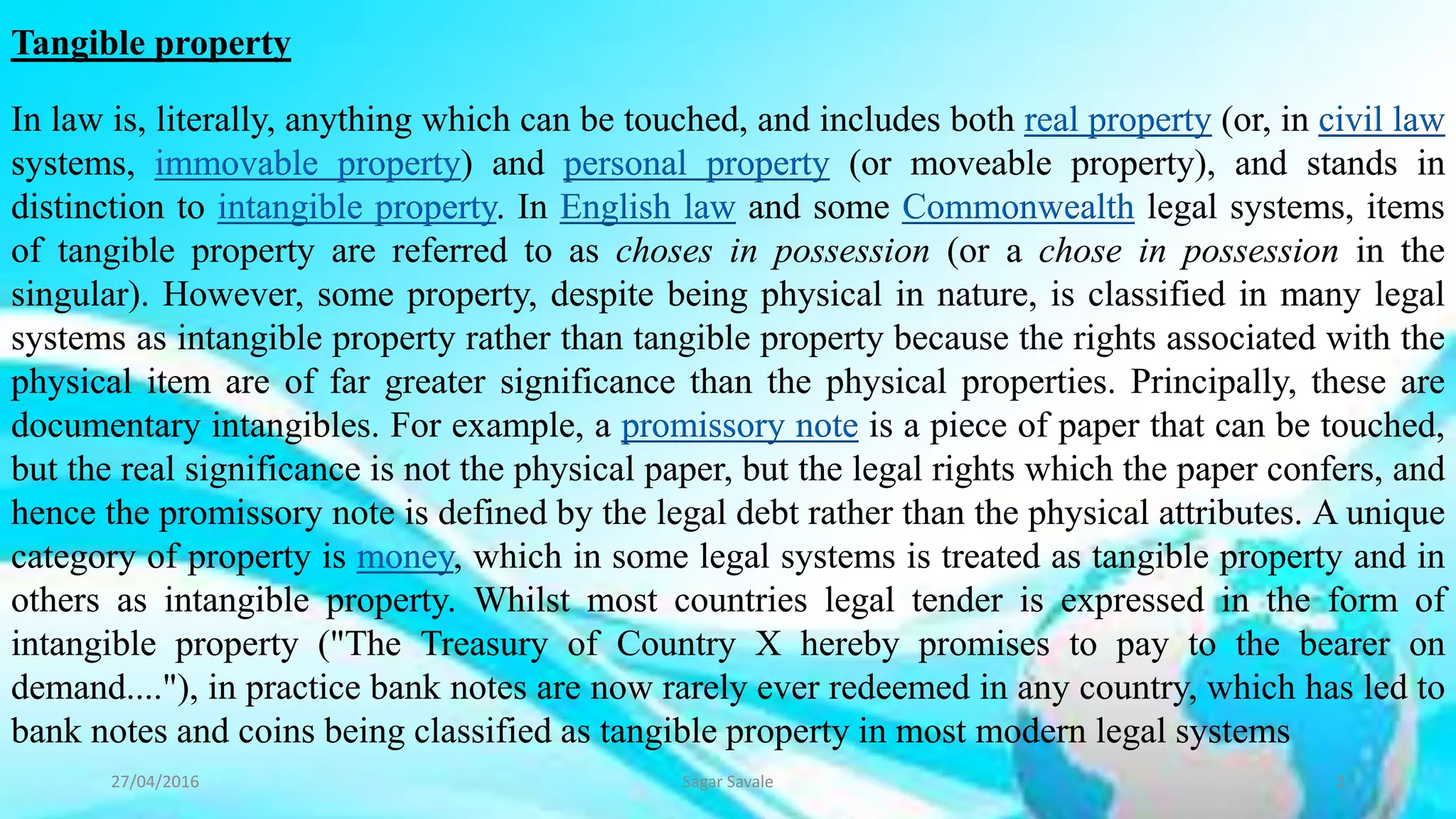Tangible and intangible property | PPT