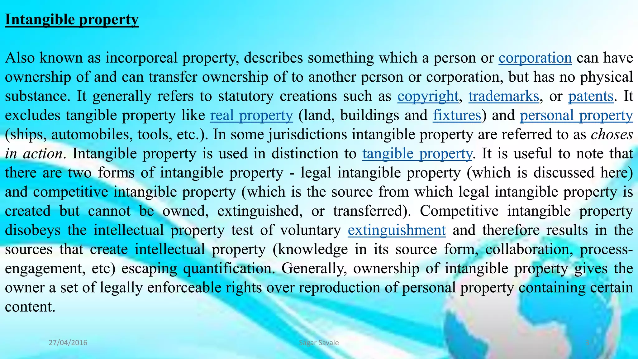 Tangible and intangible property | PDF