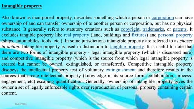 Tangible and intangible property | PDF | Real Estate Buying and Selling ...