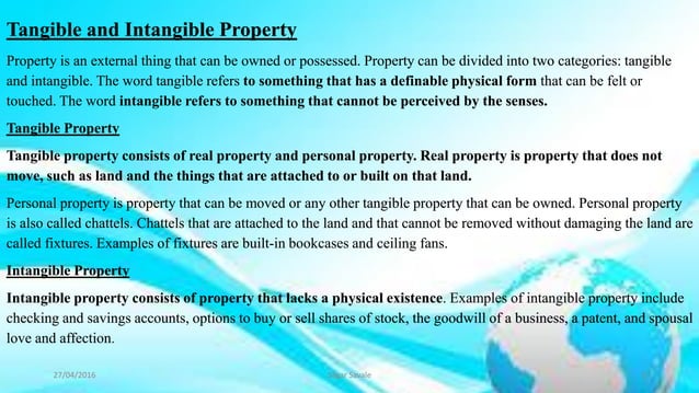 Tangible and intangible property | PDF | Real Estate Buying and Selling ...