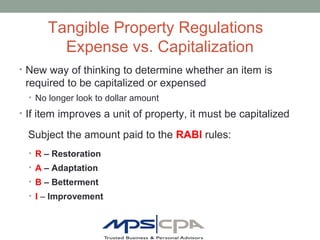 Tangible Property Regulations - an MPS|CPA Presentation | PPT