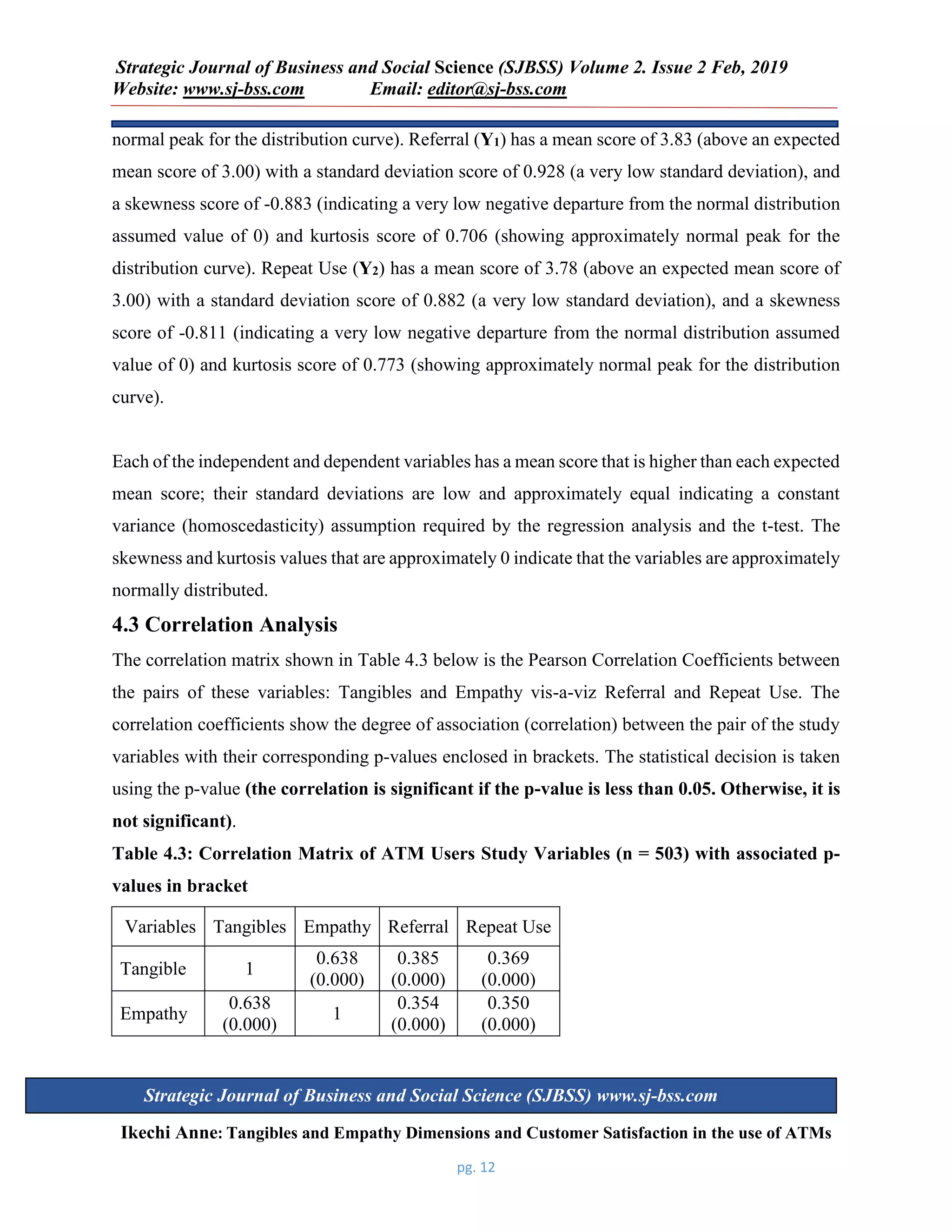 TANGIBLES AND EMPATHY DIMENSIONS (OF SERVPERF MODEL) AND CUSTOMER ...