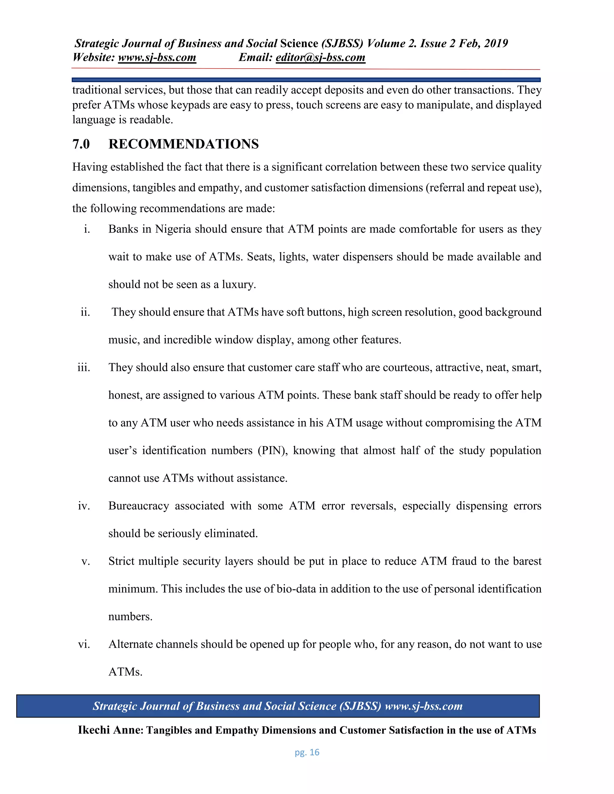 TANGIBLES AND EMPATHY DIMENSIONS (OF SERVPERF MODEL) AND CUSTOMER ...