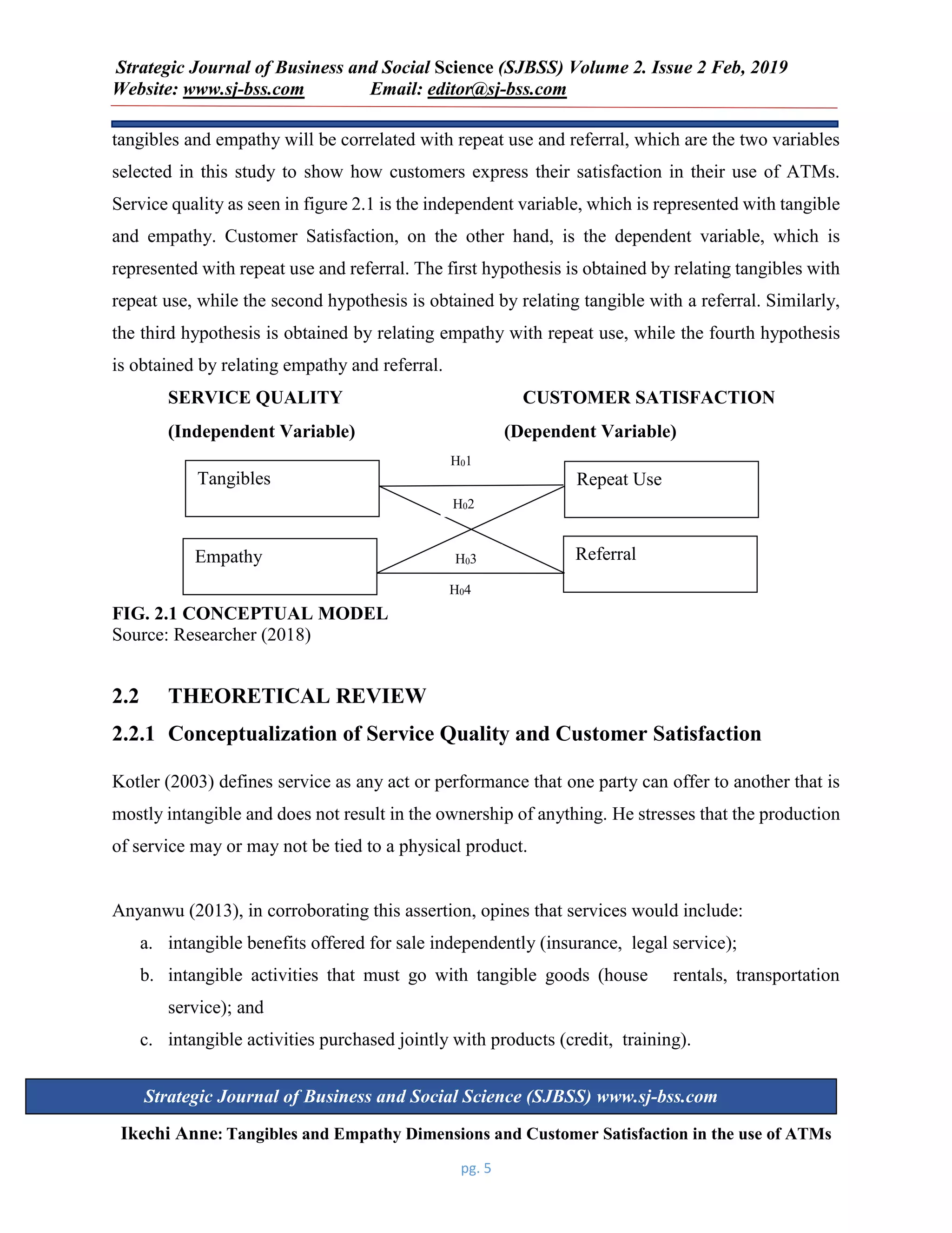 TANGIBLES AND EMPATHY DIMENSIONS (OF SERVPERF MODEL) AND CUSTOMER ...