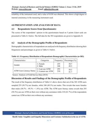 TANGIBLES AND EMPATHY DIMENSIONS (OF SERVPERF MODEL) AND CUSTOMER SATISFACTION IN THE USE OF ...