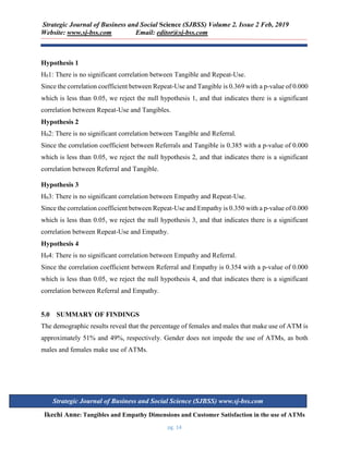 TANGIBLES AND EMPATHY DIMENSIONS (OF SERVPERF MODEL) AND CUSTOMER ...