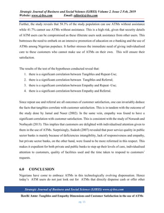 TANGIBLES AND EMPATHY DIMENSIONS (OF SERVPERF MODEL) AND CUSTOMER SATISFACTION IN THE USE OF ...