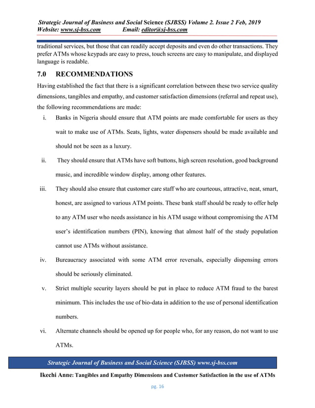TANGIBLES AND EMPATHY DIMENSIONS (OF SERVPERF MODEL) AND CUSTOMER ...