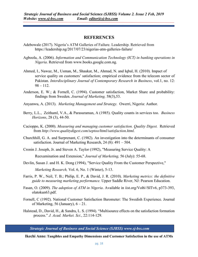 TANGIBLES AND EMPATHY DIMENSIONS (OF SERVPERF MODEL) AND CUSTOMER ...