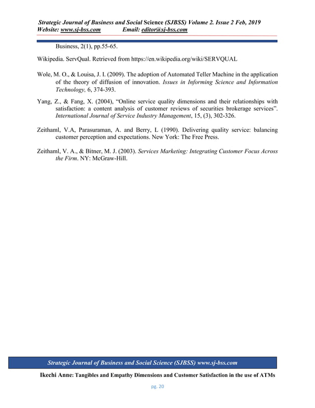 TANGIBLES AND EMPATHY DIMENSIONS (OF SERVPERF MODEL) AND CUSTOMER ...