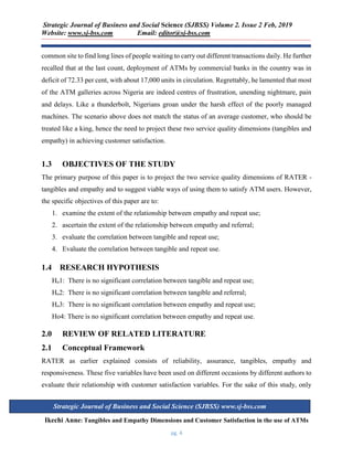 TANGIBLES AND EMPATHY DIMENSIONS (OF SERVPERF MODEL) AND CUSTOMER SATISFACTION IN THE USE OF ...