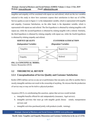 TANGIBLES AND EMPATHY DIMENSIONS (OF SERVPERF MODEL) AND CUSTOMER SATISFACTION IN THE USE OF ...